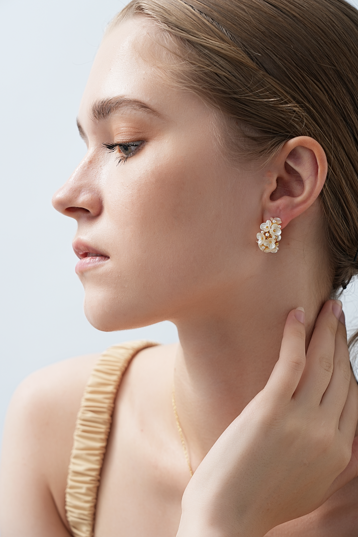 Celine Floral Pearl C Hoop Earrings – Artsory