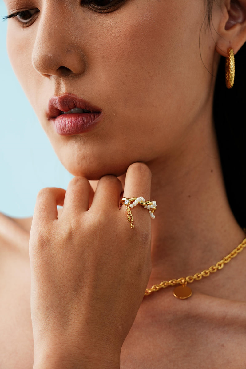 Ariel 14K Pearl Cascade Ring – Artsory