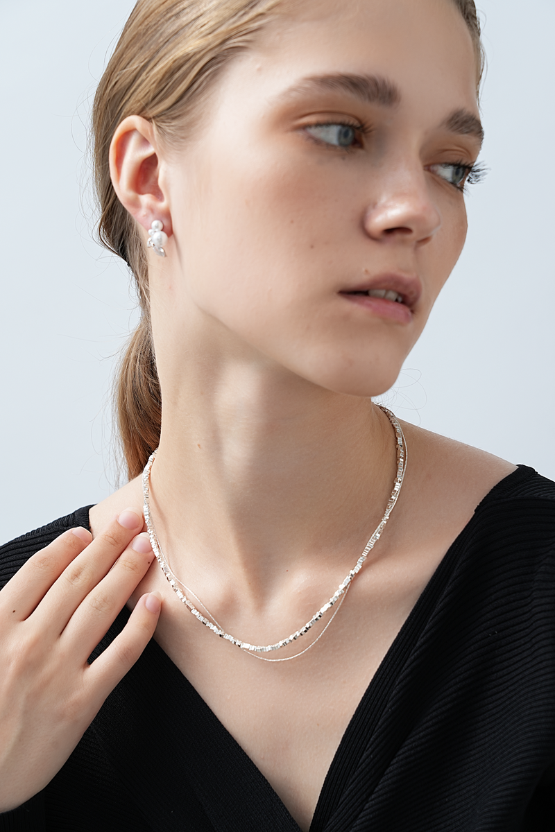 Silver Chain Layered Necklace – Artsory